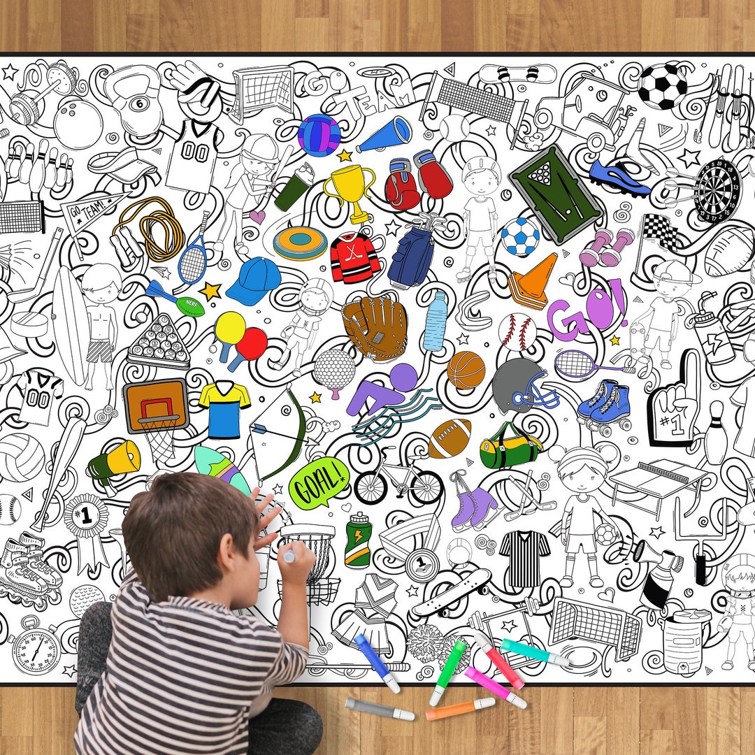 HUGE Coloring Poster–sports--coloring Activity for Groups, Individuals ...
