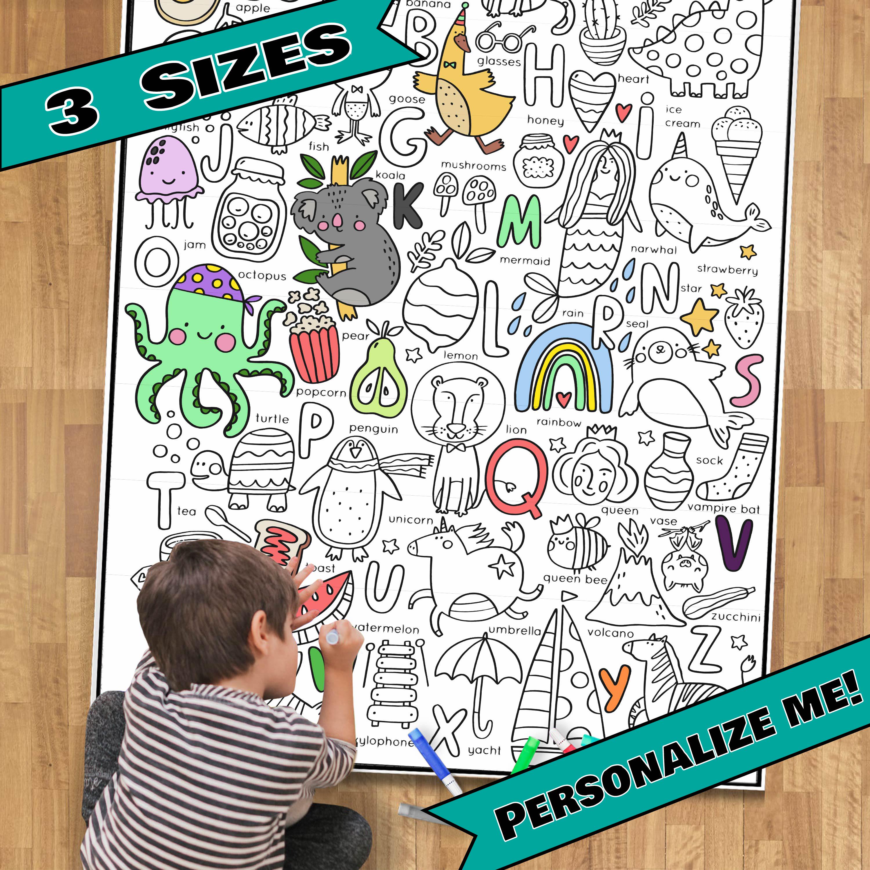HUGE Coloring Poster–alphabet/abc--coloring Activity for Groups ...