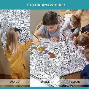 Printable Gobble Gobble Coloring Table Runner Digital Thanksgiving ...