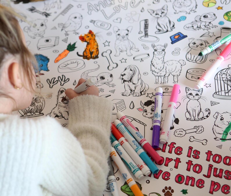 HUGE Coloring Poster–pets--coloring Activity for Groups, Individuals ...