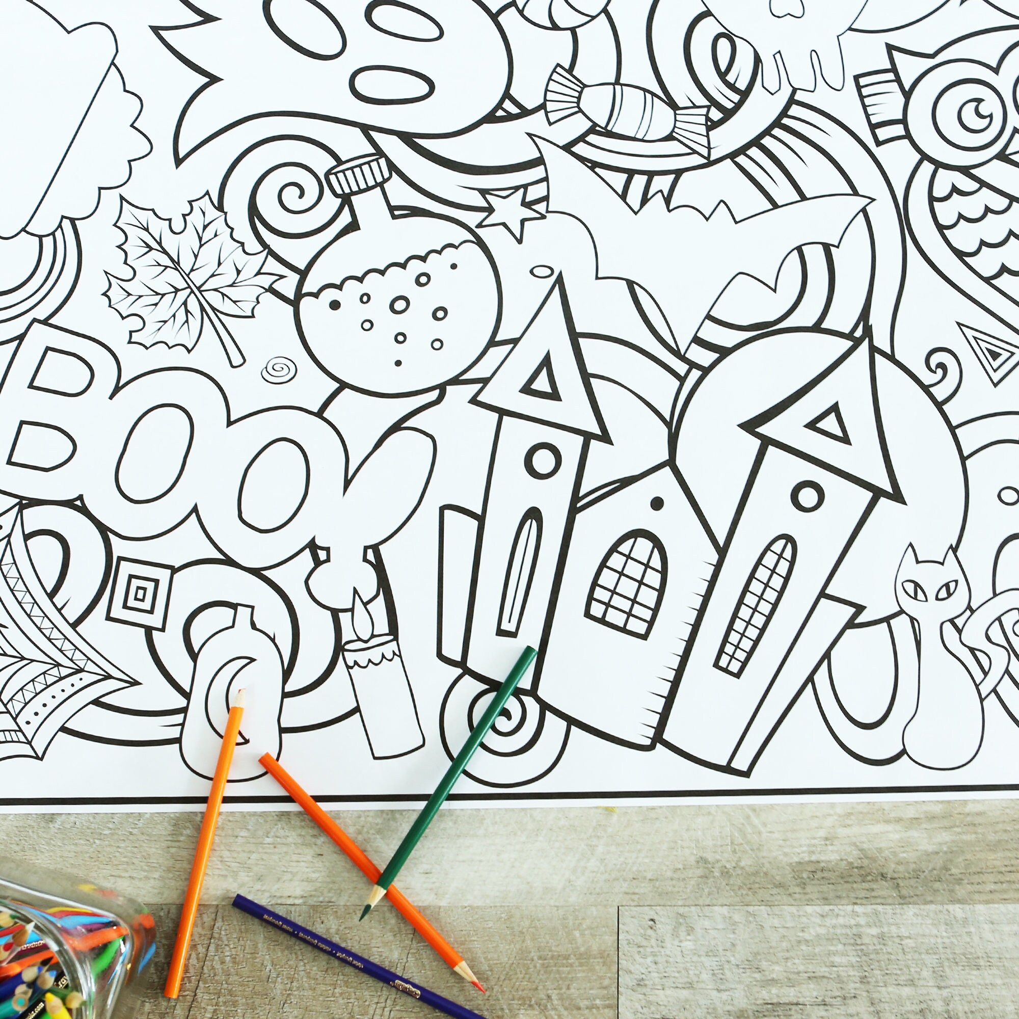 Printable Halloween Hooligans Coloring Table Runner - Etsy