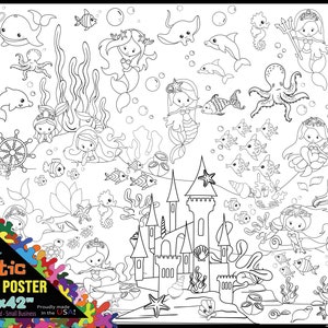 Mermaid Coloring Page Giant Coloring Poster for Classroom - Etsy