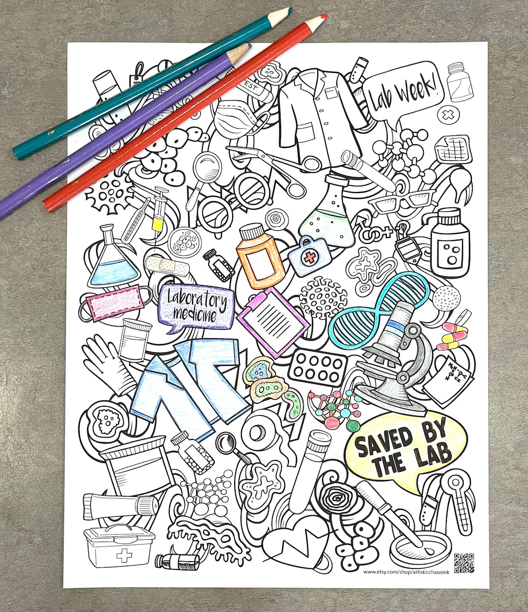 Lab Week 2024 Coloring Page | Medical Coloring Page | Hospital Coloring ...
