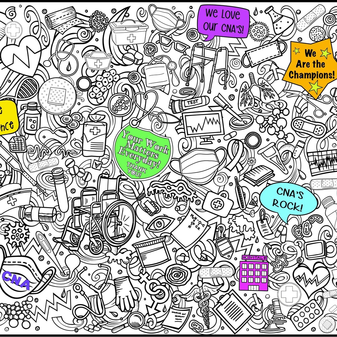 CNA Week Coloring Poster for Certified Nurses Assistant Week Banner CNA ...