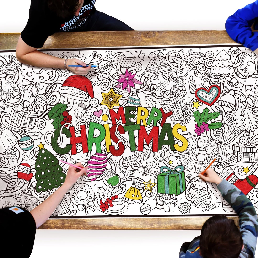 Christmas Coloring Pages Huge Wall Art Print Poster Christmas Party ...