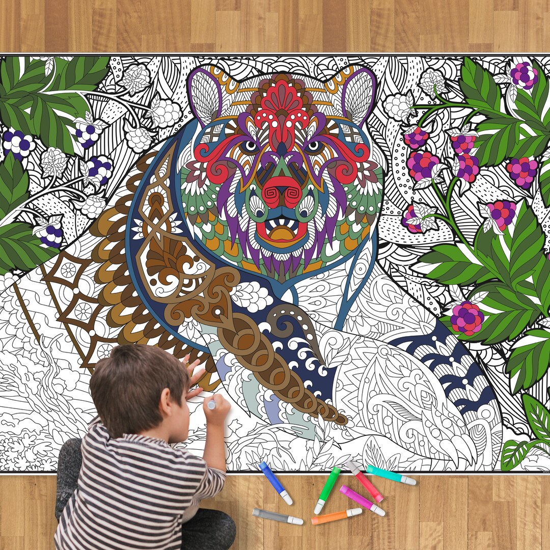 Bear Coloring Page, Giant Coloring Sheet With Name, Bear Coloring ...