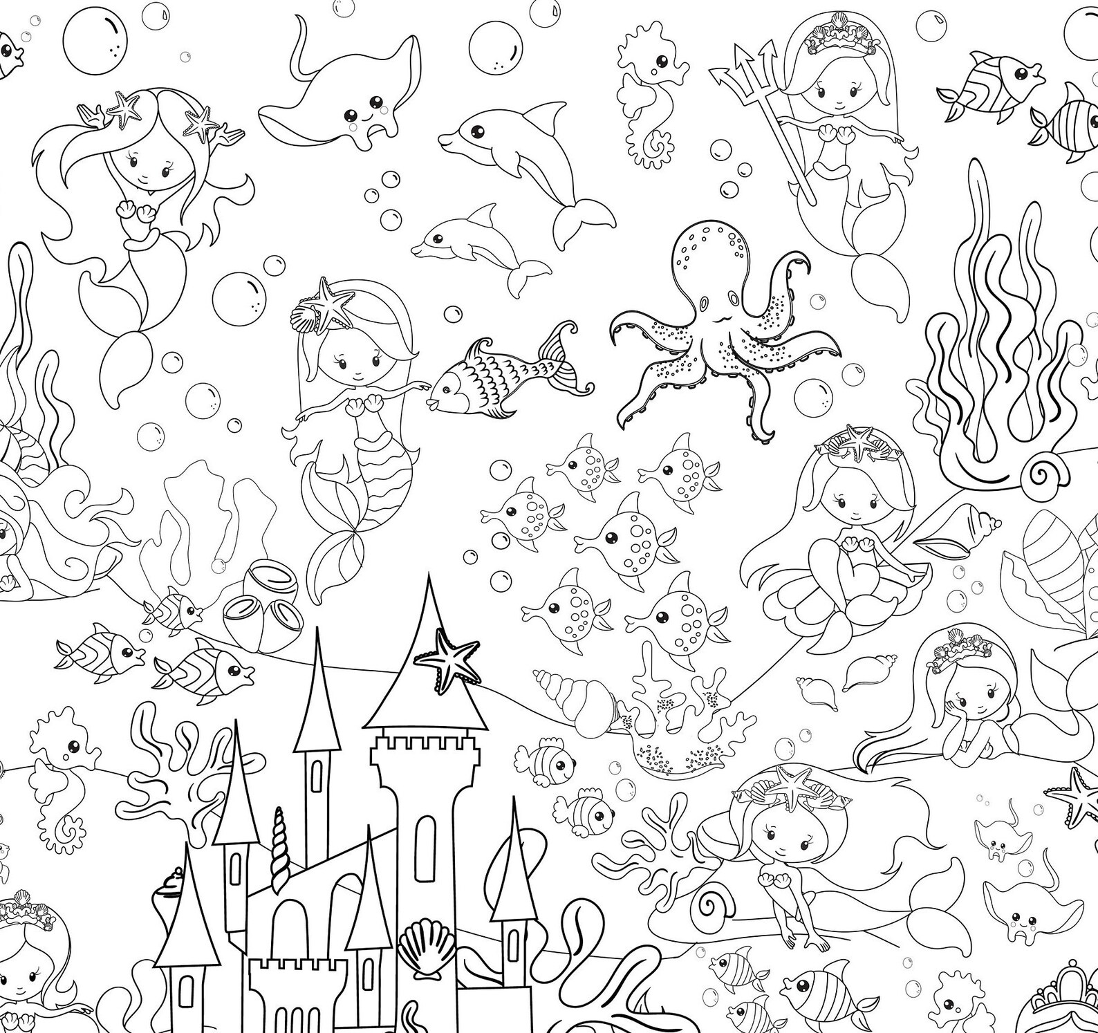 Mermaid Coloring Page Giant Coloring Poster for Classroom - Etsy