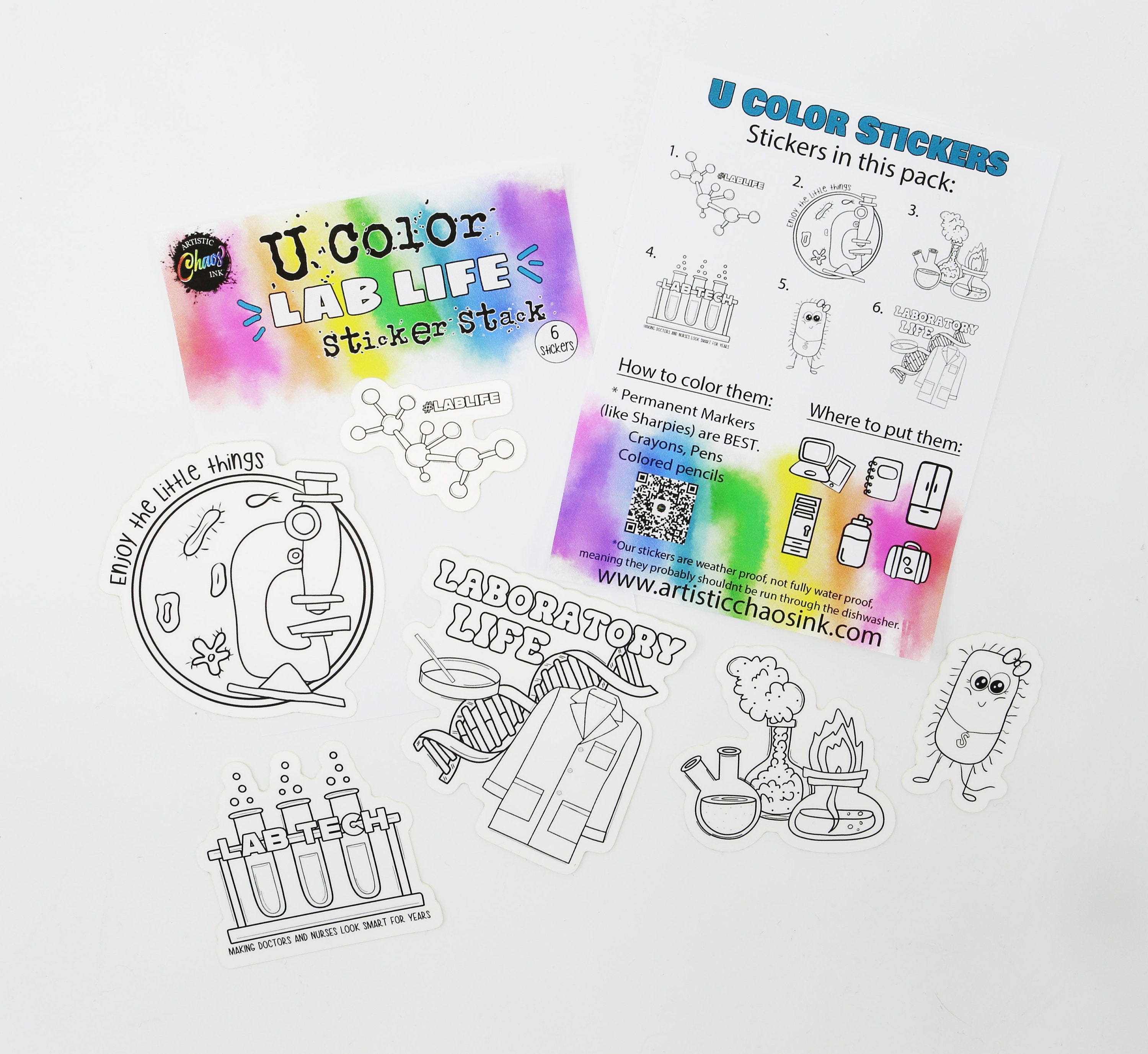 LAB Week "u Color" Sticker Stack, Laboratory Sticker Pack, Color Me Lab ...