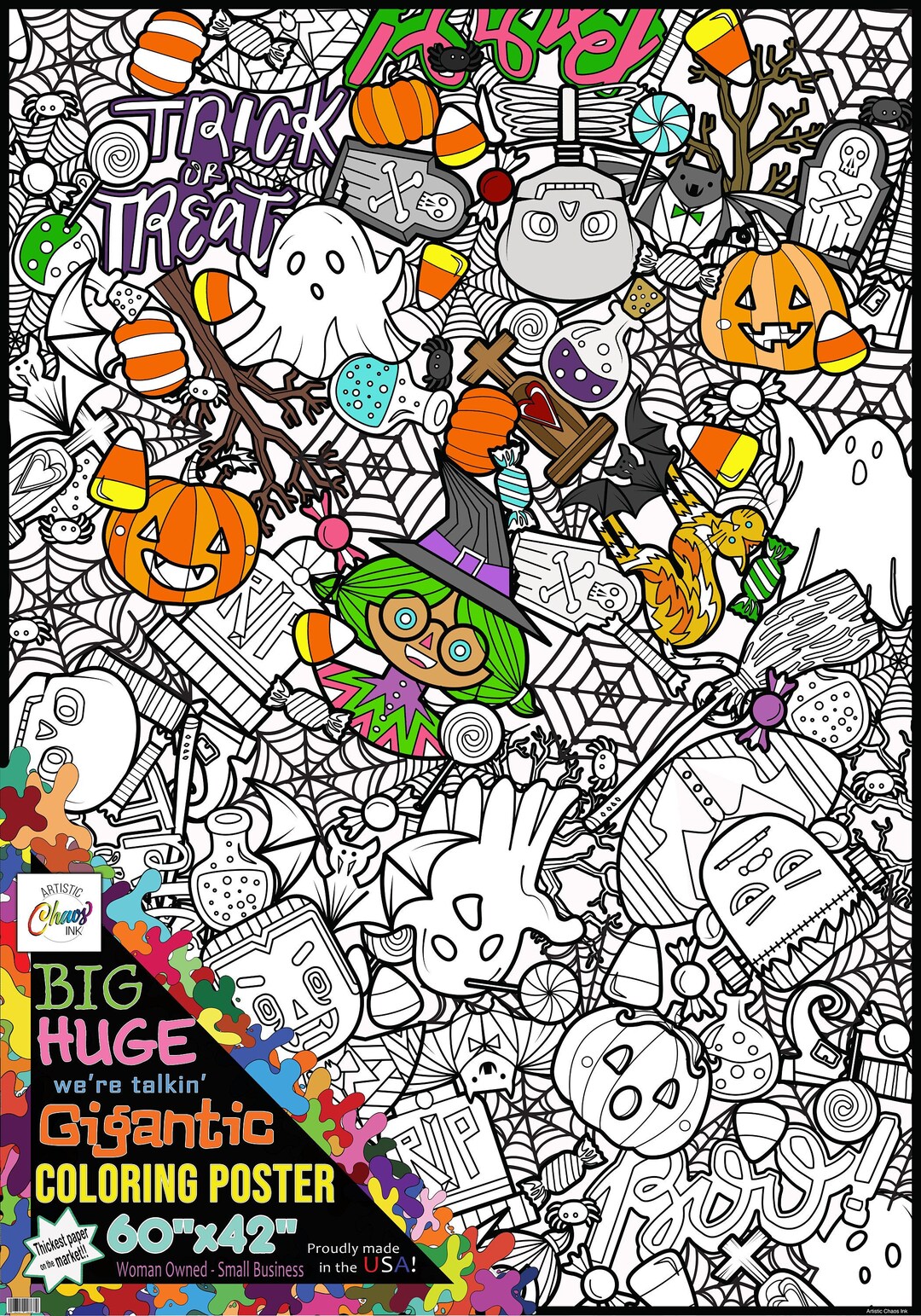 Halloween Costume Party Giant Coloring Poster, Halloween Party Poster ...