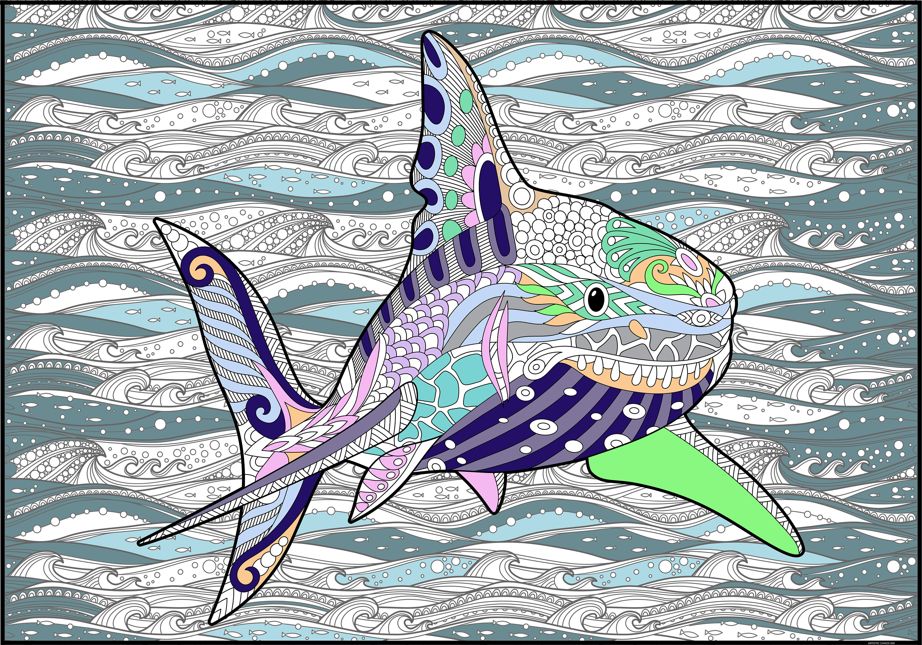 Shark Coloring Page Ocean Poster Coloring Sheet Silly Shark Coloring ...