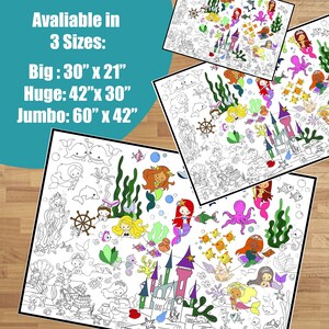 Mermaid Coloring Page, Giant Coloring Poster for Classroom, Cute ...