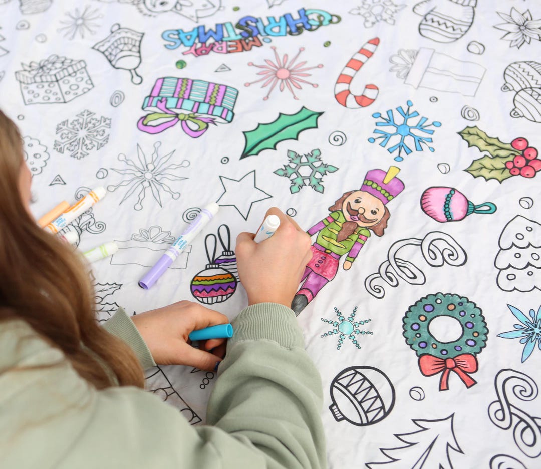 Christmas Reusable Coloring Cloth Tablecloth Kids Table Cloth for Party ...