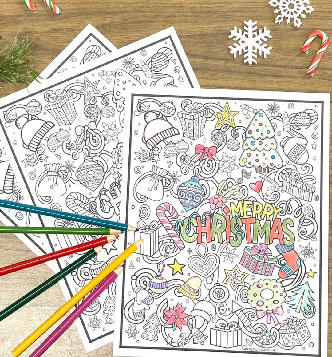 Christmas Fun Coloring Page! Christmas Party Coloring, Placemat ...