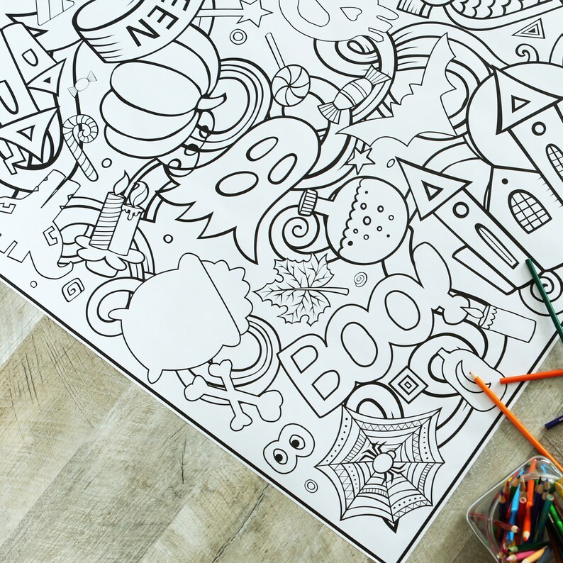 Printable Halloween Hooligans Coloring Table Runner - Etsy