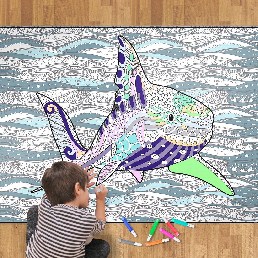 Shark Coloring Page Ocean Poster Coloring Sheet Silly Shark Coloring ...