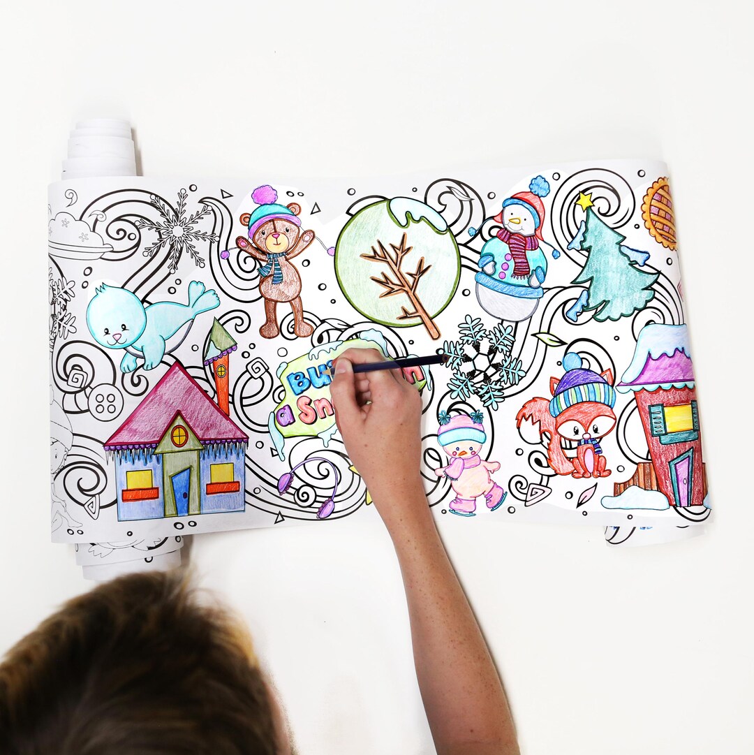 Winter Wonderland Coloring Roll Activity for Kids Coloring for Adults ...