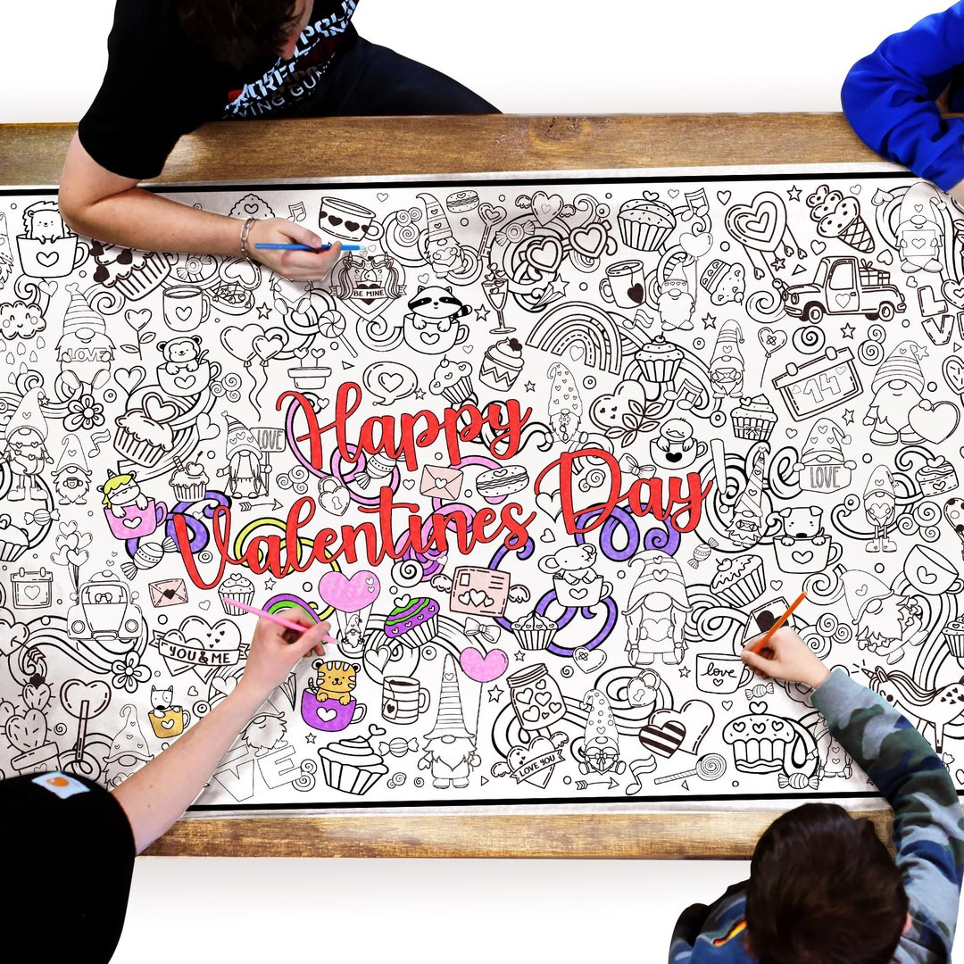 Valentines Day Party Coloring Page Table Decor Galentine Party ...