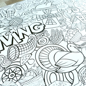 Printables--give Thanks Coloring Table Runner Digital Thanksgiving ...