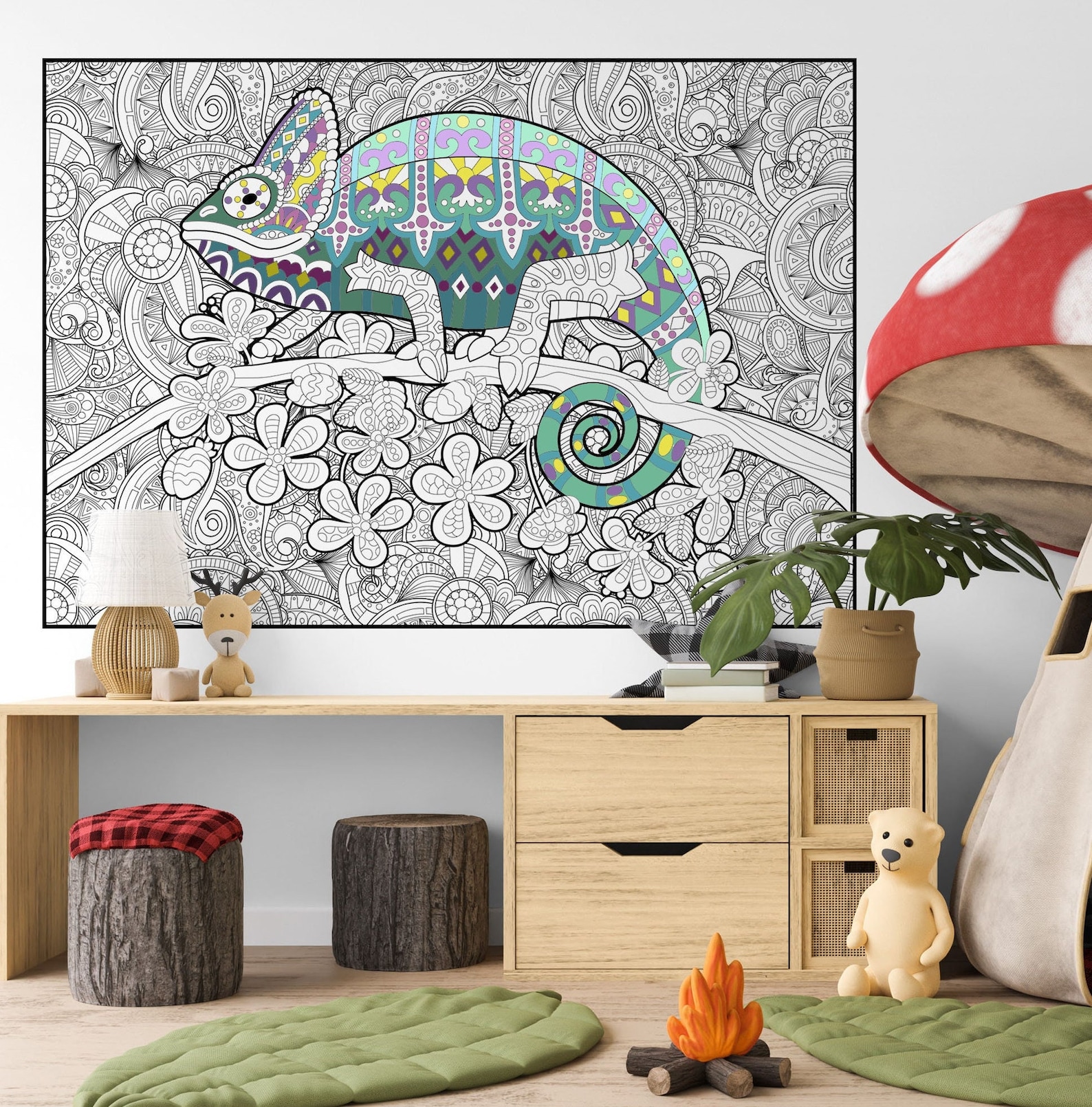 HUGE Coloring Poster–chameleon--coloring Activity for Groups ...