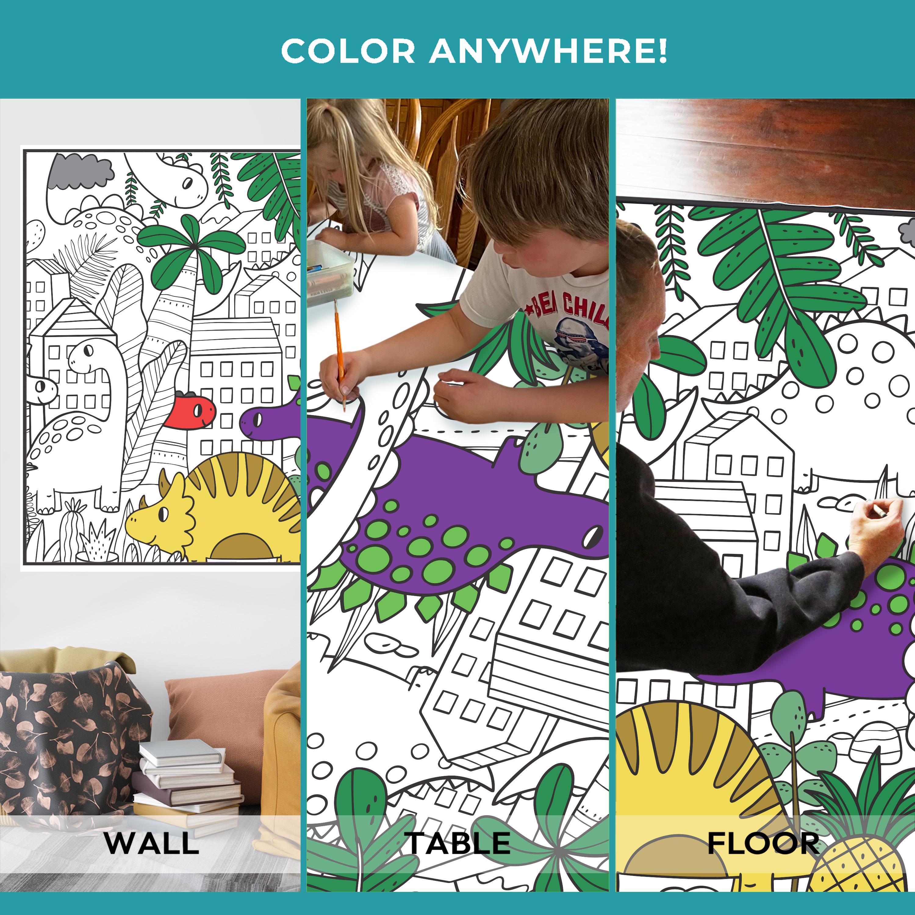 Dinosaur Coloring Poster for Kids Giant Coloring Page Dino Coloring ...