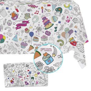 Birthday Washable Coloring Cloth Tablecloth Celebrate Table Cloth Party ...