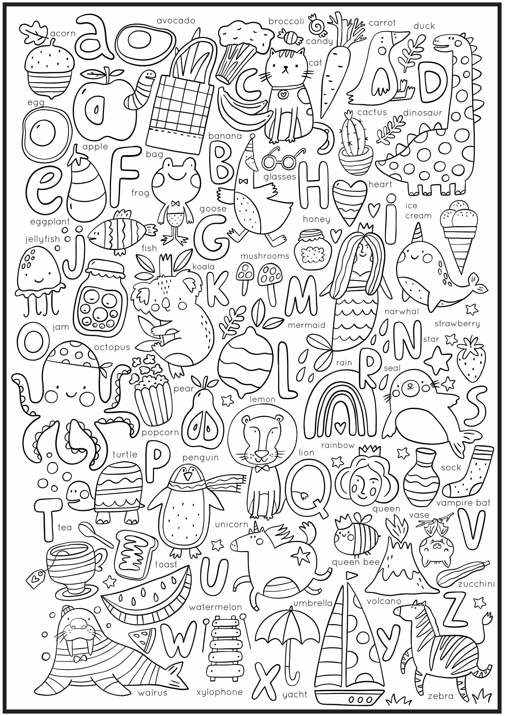 HUGE Coloring Poster–alphabet/abc--coloring Activity for Groups ...