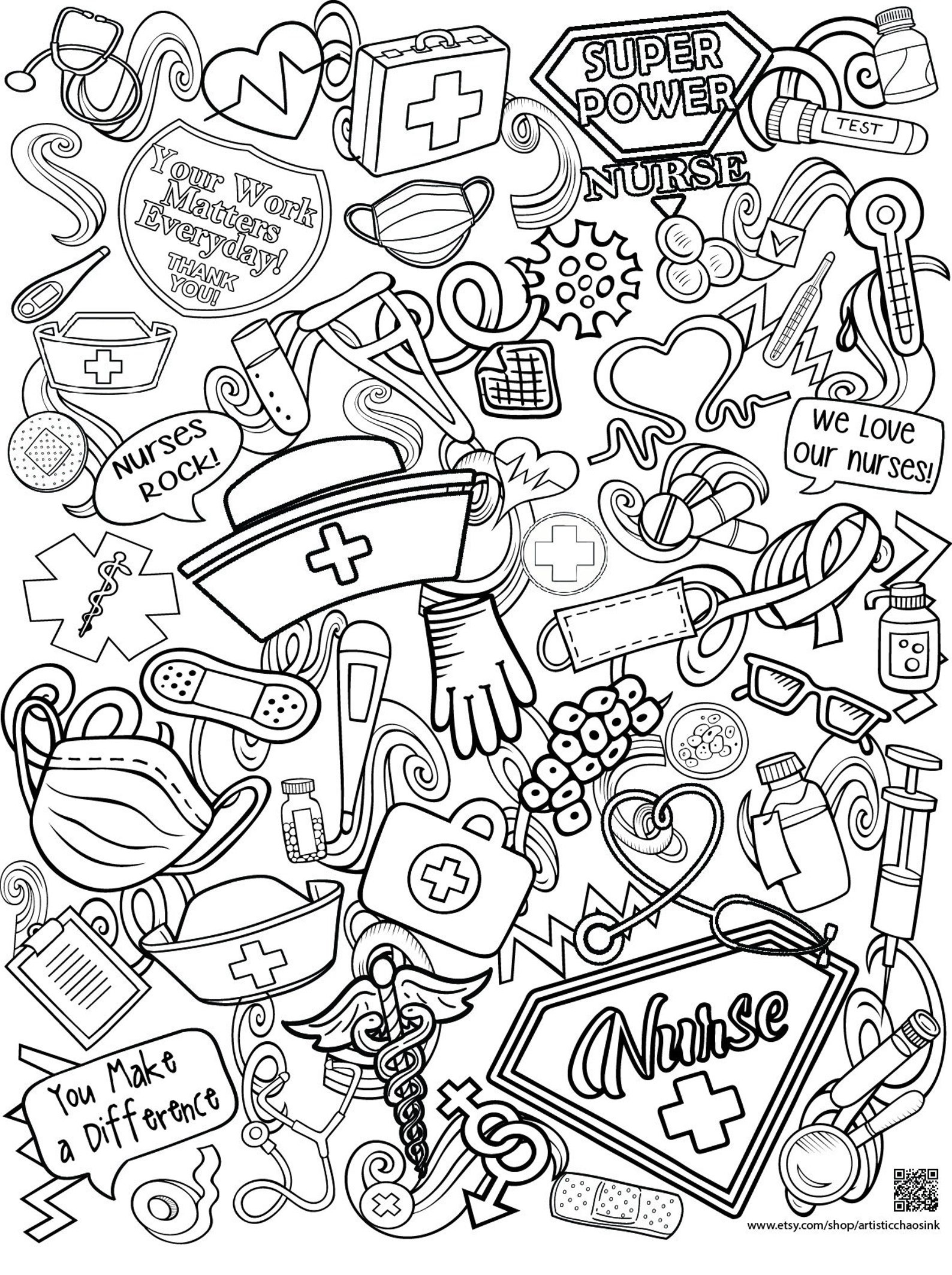 Nurses Coloring Page Nurses Month Hospital Coloring Page - Etsy