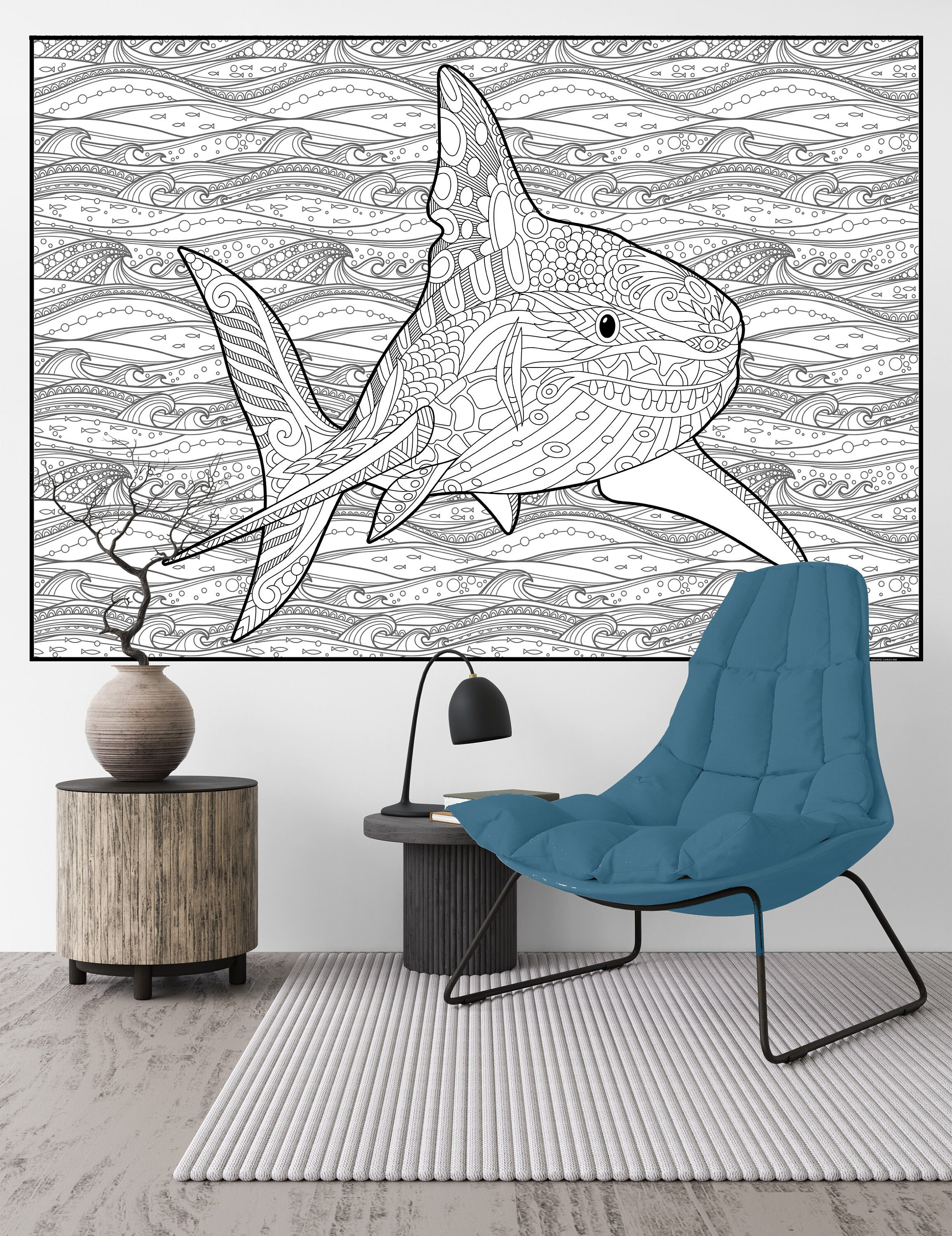 Shark Coloring Page Ocean Poster Coloring Sheet Silly Shark Coloring ...