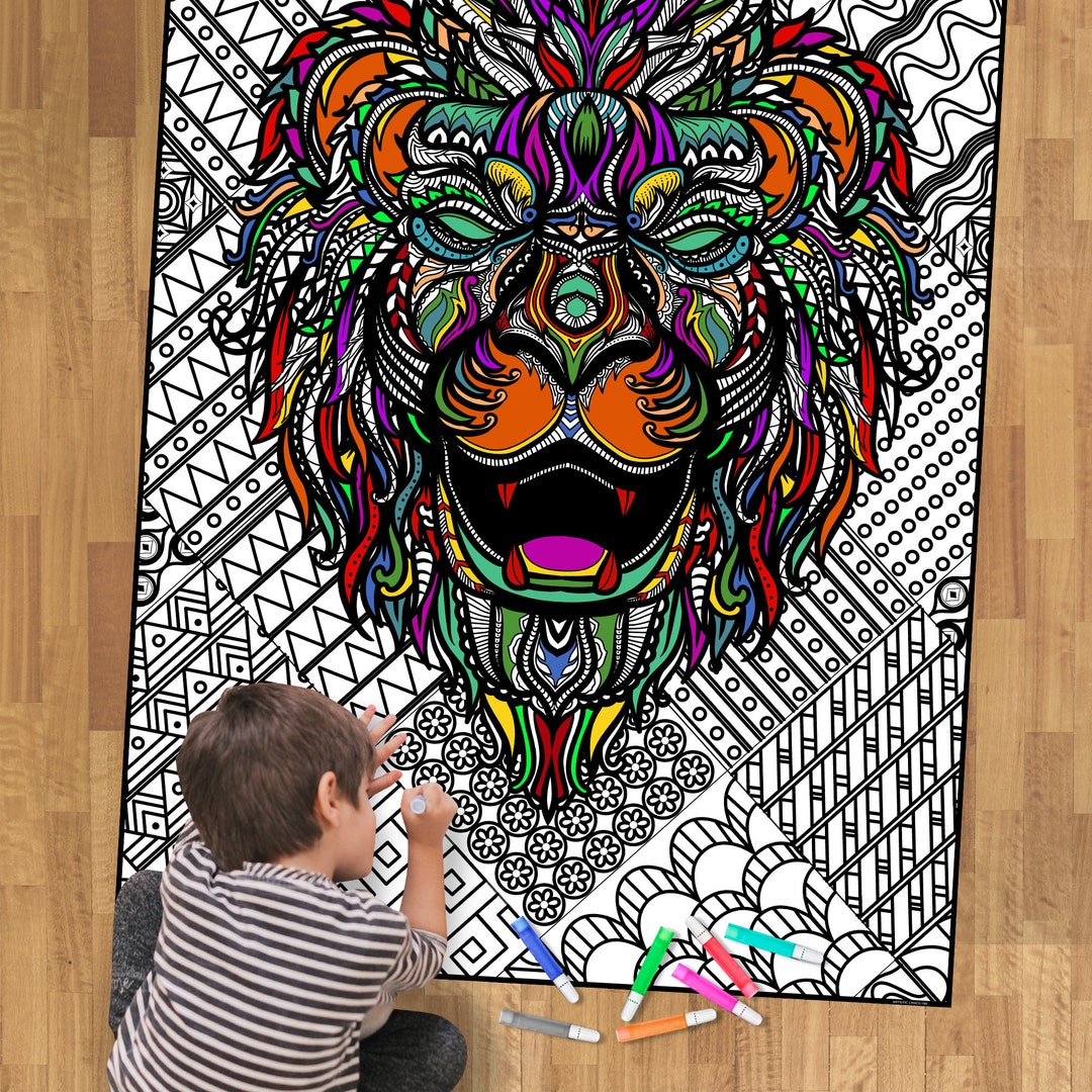 Majestic Lion Coloring Poster for Kids Coloring Activity Safari Animal ...