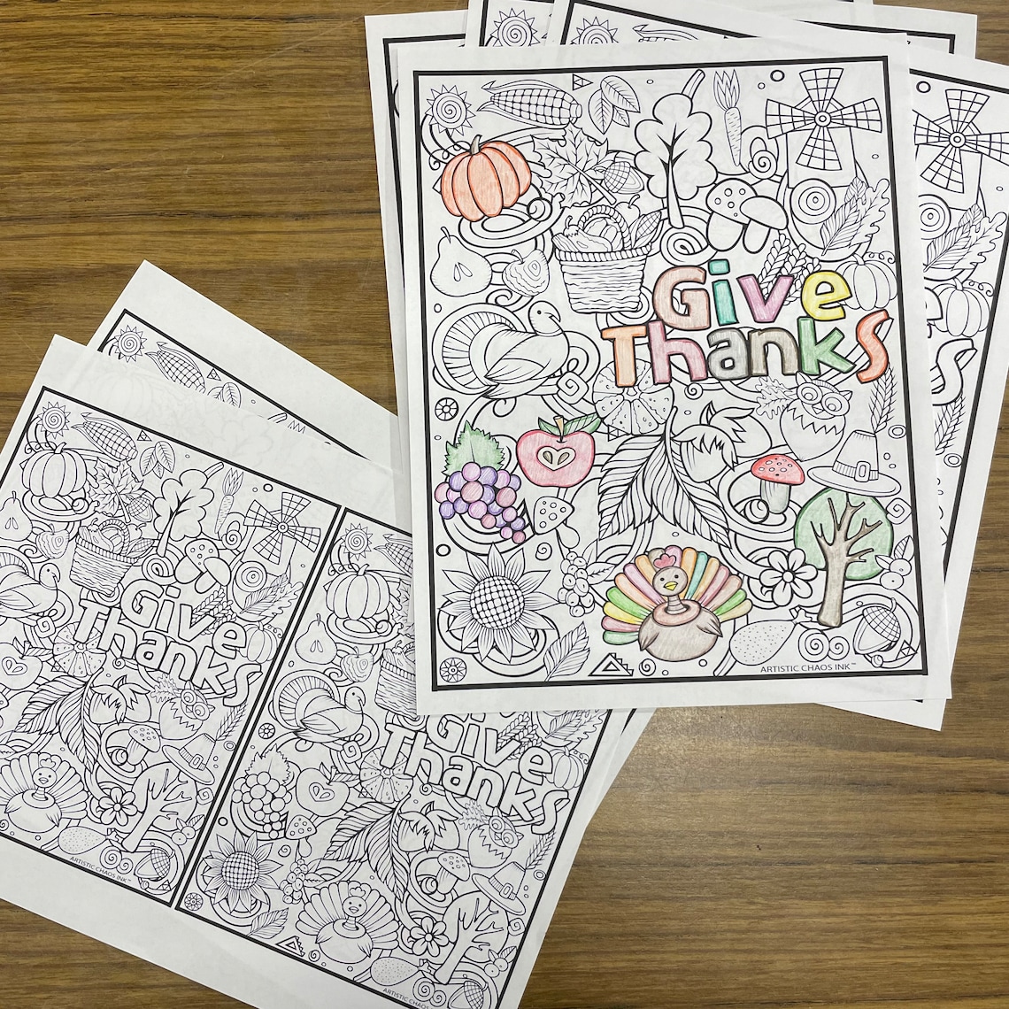 Thanksgiving Coloring Page Friendsgiving Coloring Placemat - Etsy