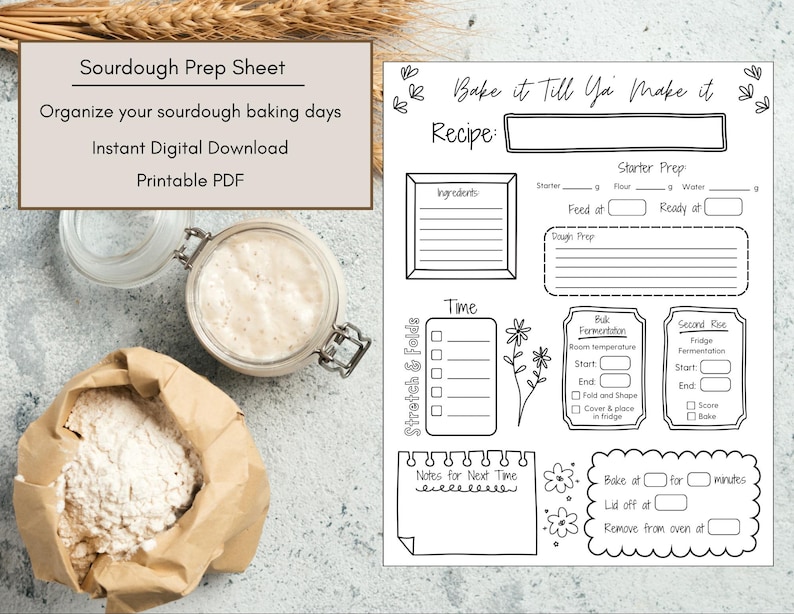 Sourdough Baking Day Planner Template I Digital Download PDF for ...