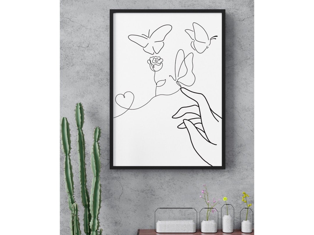 Simple Line Art Printable, Minimalistic Butterflies Butterfly Wall Art ...