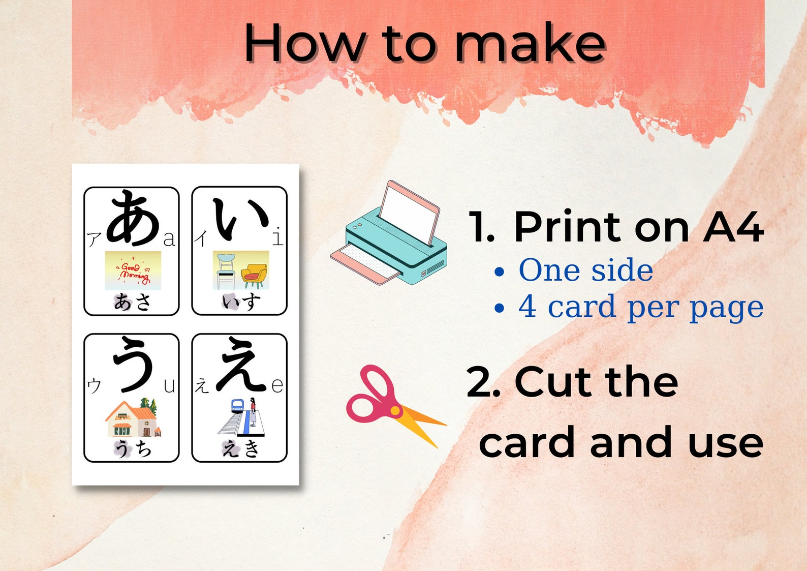 Japanese Hiragana Flashcard Printable Flashcards Instant Download Etsy