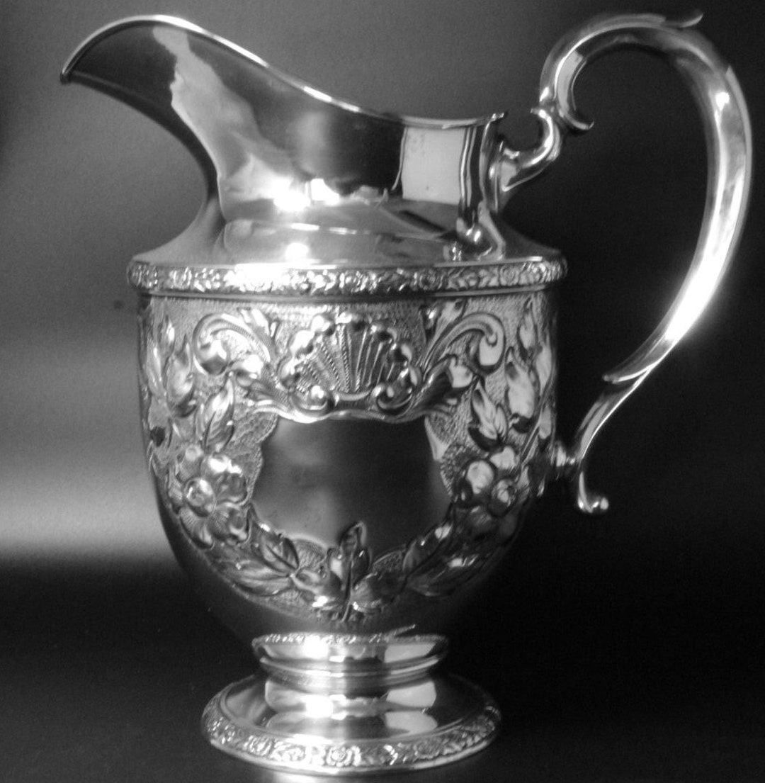 Sterling Silver Water Pitcher Rose Bouquet by Fisher Repousse No ...