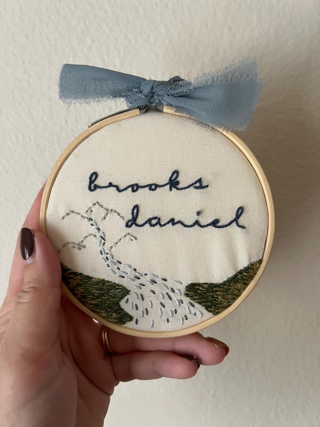 Custom Name Embroidery Hoop - Hand Drawn and Hand Embroidered Name Hoop ...