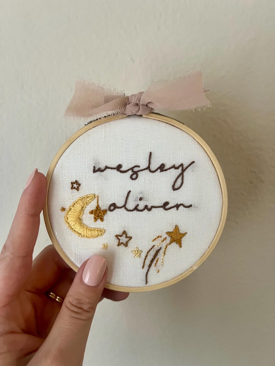 Custom Name Embroidery Hoop - Hand Drawn and Hand Embroidered Name Hoop ...