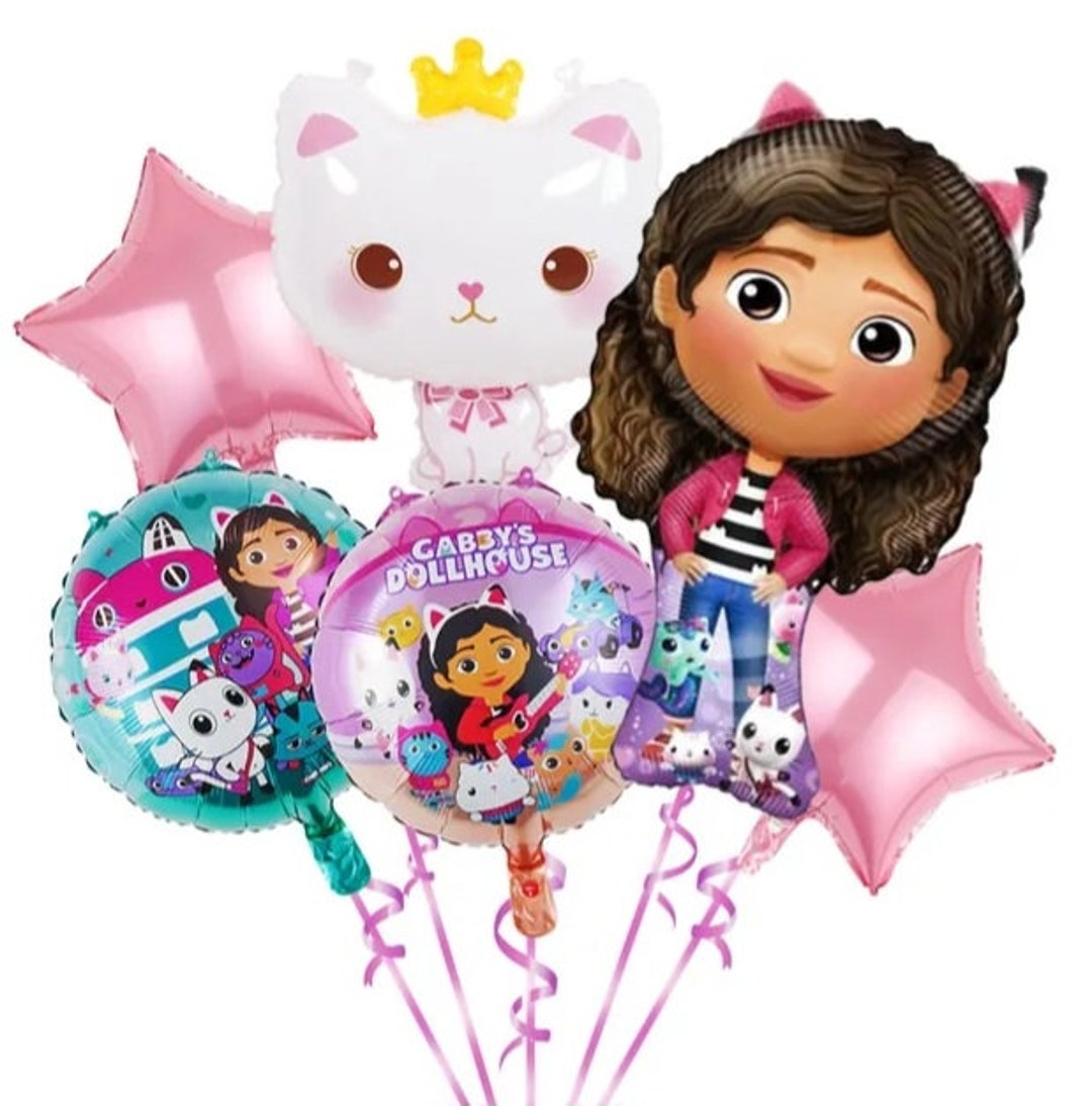 6pc Set Gabbys Dollhouse Balloons Party Supplies Decor Etsy