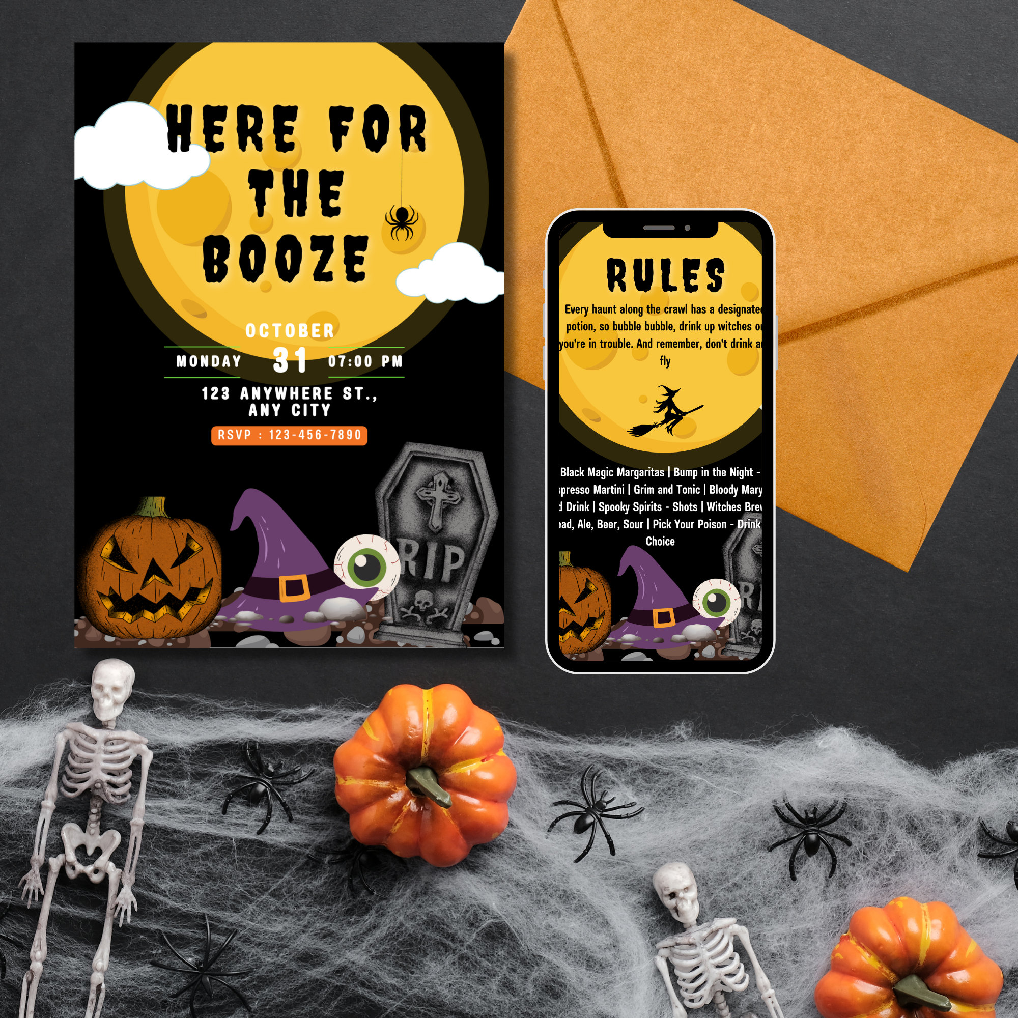 Here for the Booze Bar Crawl & Cocktail Party Invitation - Etsy