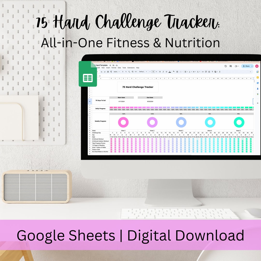 75 Hard Challenge Tracking Template, 75 Soft Challenge, Google Sheets ...