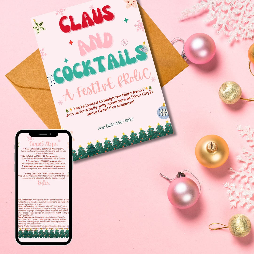 Santa Crawl Invitation: Customizable Christmas Pub Crawl (digital Download) - Etsy