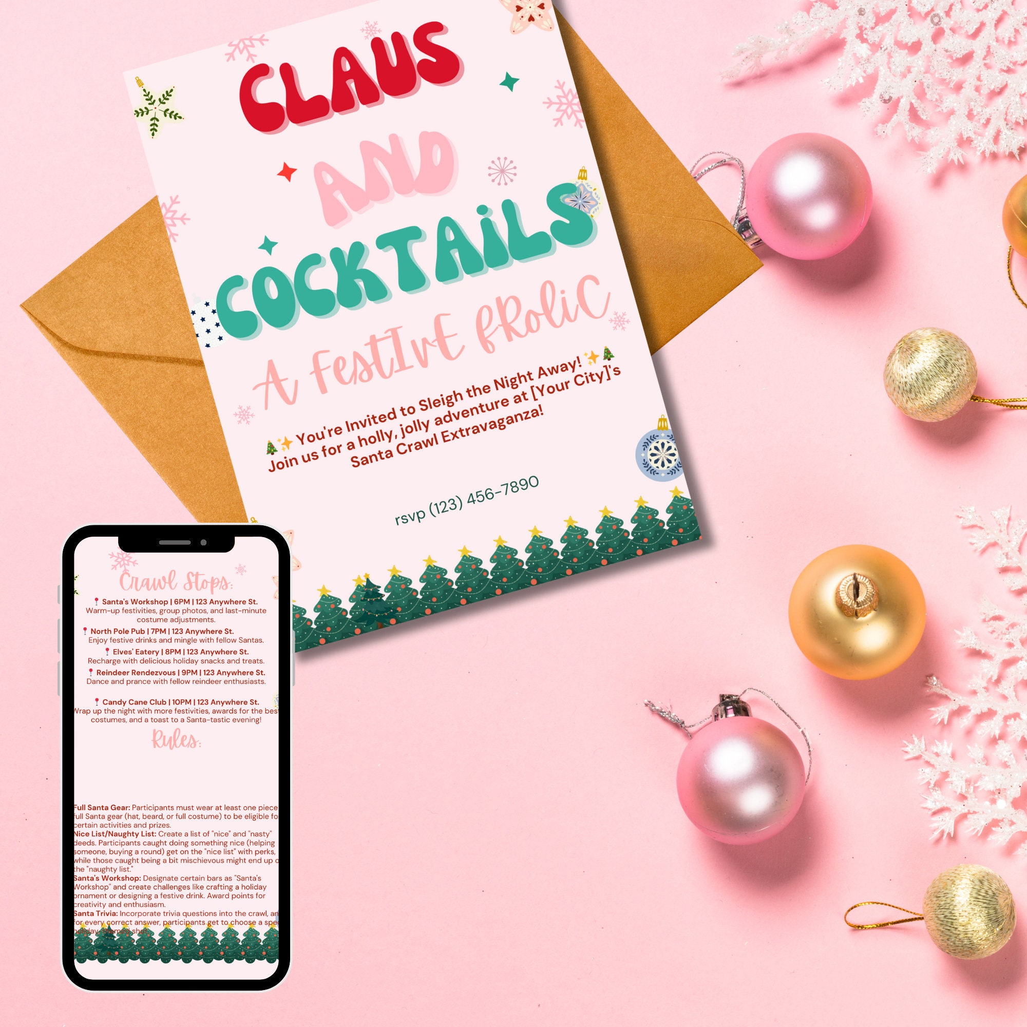 Santa Crawl Invitation: Customizable Christmas Pub Crawl (digital ...