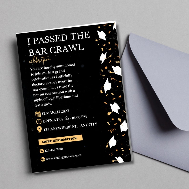 I Passed the Bar Crawl Digital Invitation - Law School Graduation Canva ...