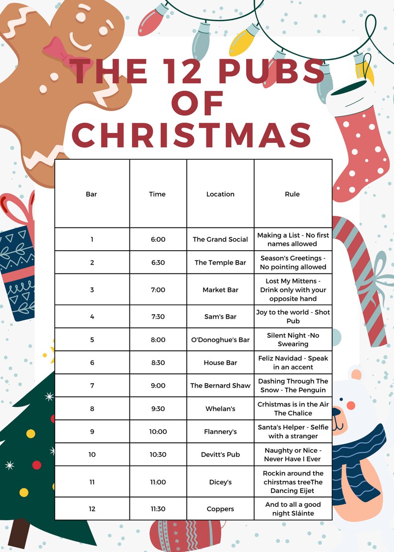 Custom 12 Pubs Of Christmas Pub Crawl Invitation Template Etsy Custom 12 Pubs Of Christmas Pub Crawl Invitation Template Etsy