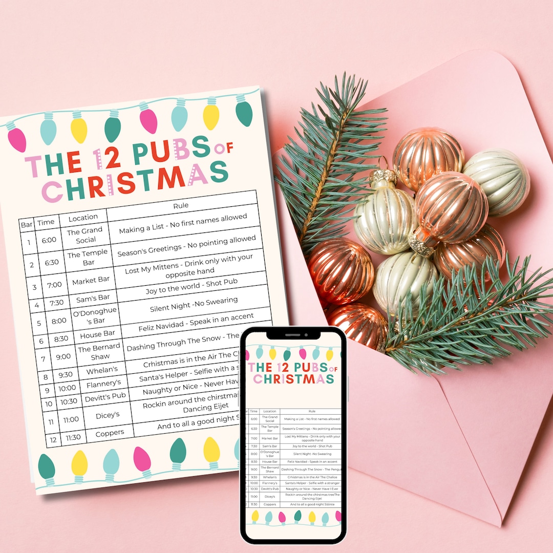 Custom 12 Pubs of Christmas Pub Crawl Invitation & Template - Etsy