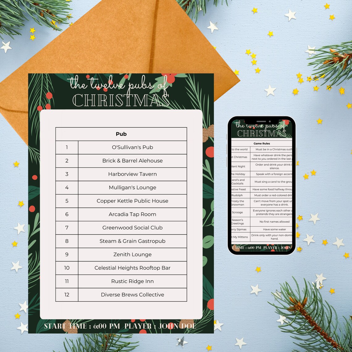 Custom 12 Pubs of Christmas Pub Crawl Invitation & Template - Etsy