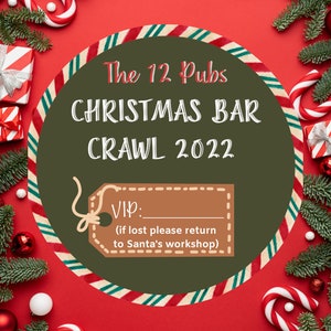 12 Pubs of Christmas Bar Crawl Badge (editable Template) - Etsy