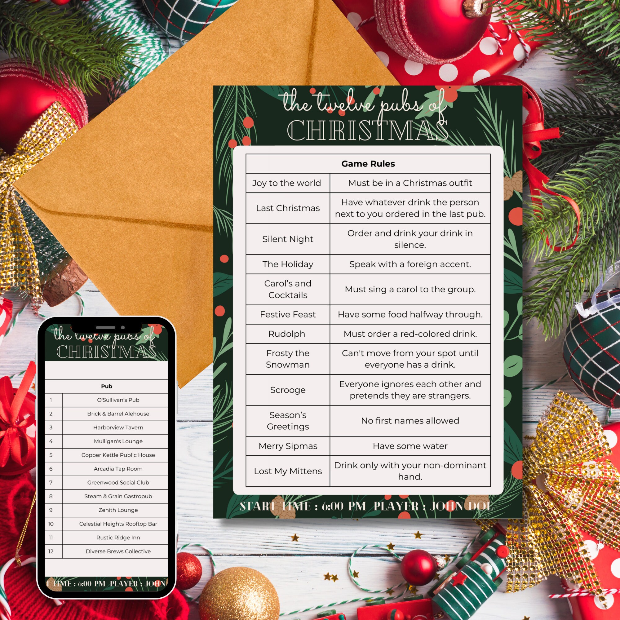 Custom 12 Pubs of Christmas Pub Crawl Invitation & Template - Etsy