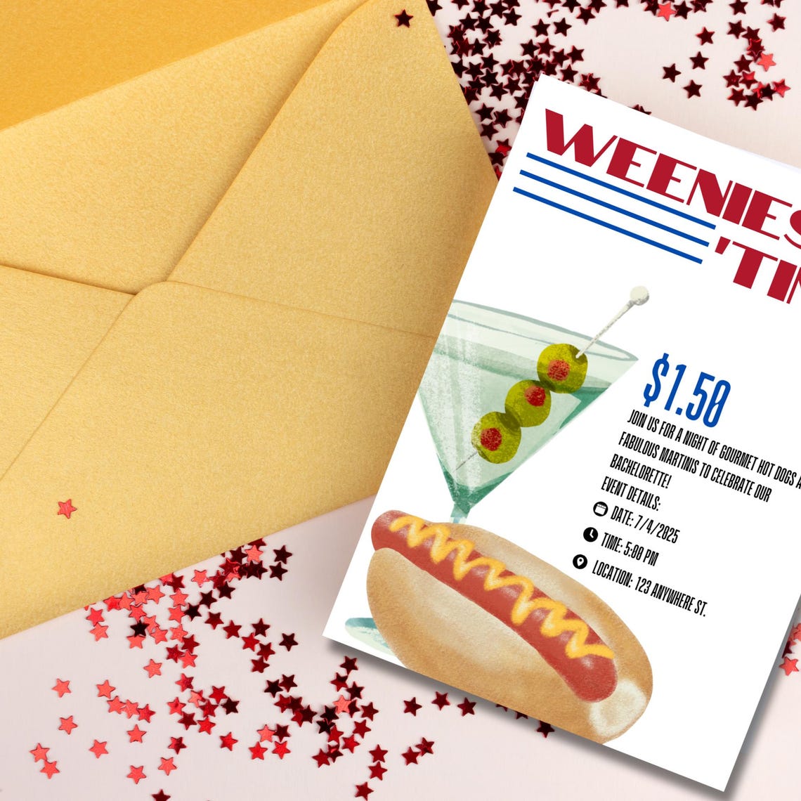 Weenies and Tinis Party Invitation Template (digital Download) - Etsy
