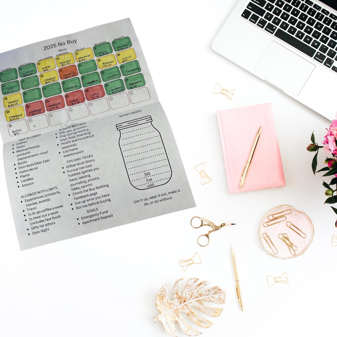 No Buy Tracker | No Spend Challenge Template | Digital Download ...