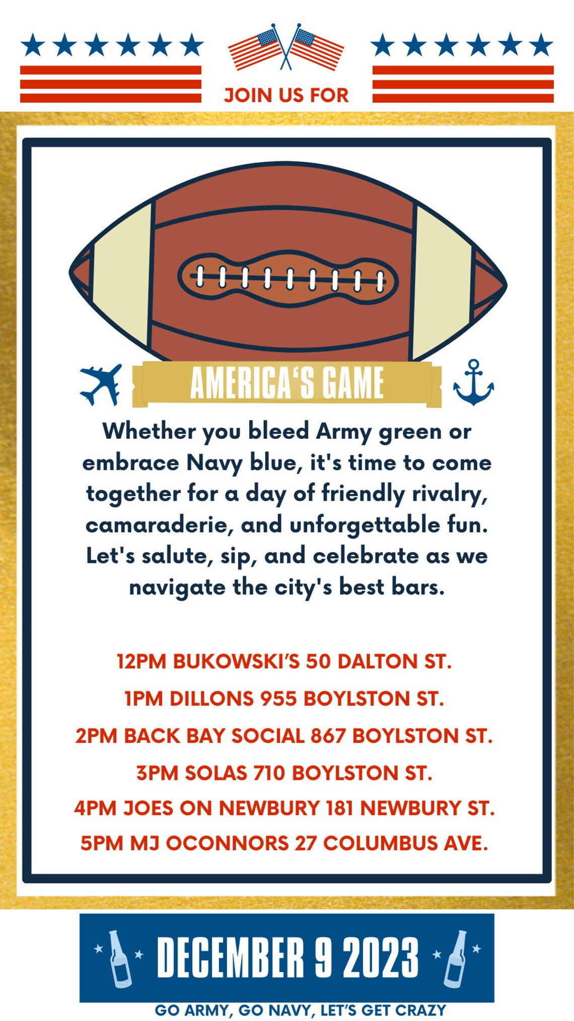 Army Vs Navy Game Bar Crawl Invitation: DIY Printable (digital Download ...